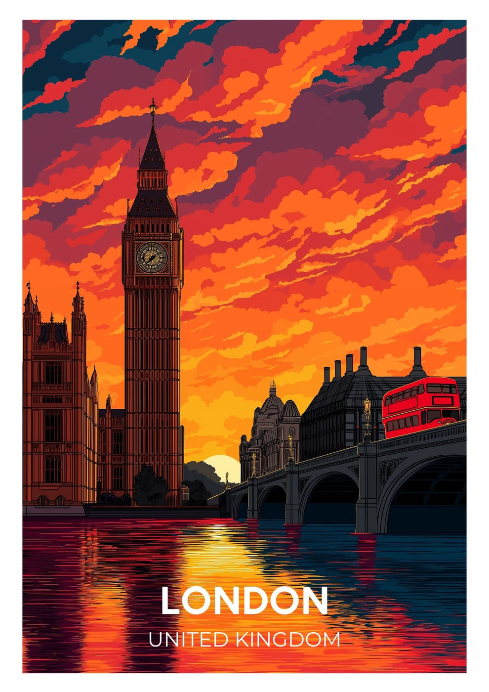 London Vintage Travel Poster | Retro UK Wall Art | England City Print ...
